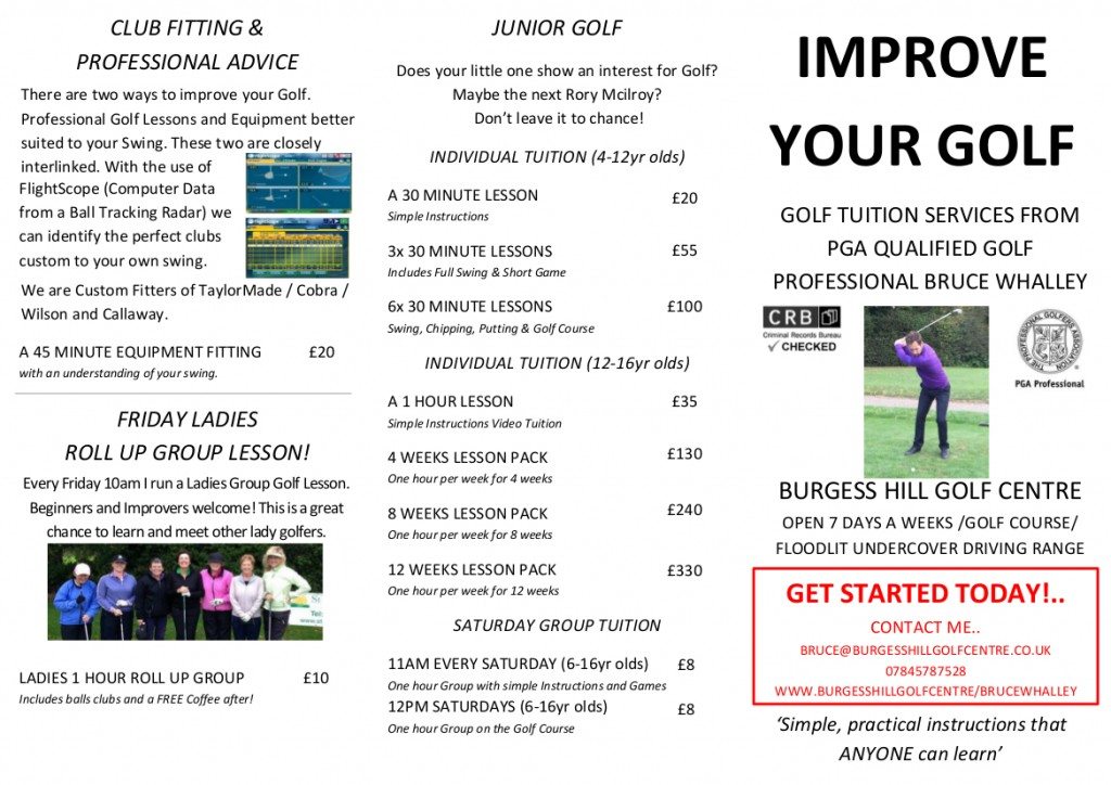 My price list FRONT – The Burgess Hill Golf Centre